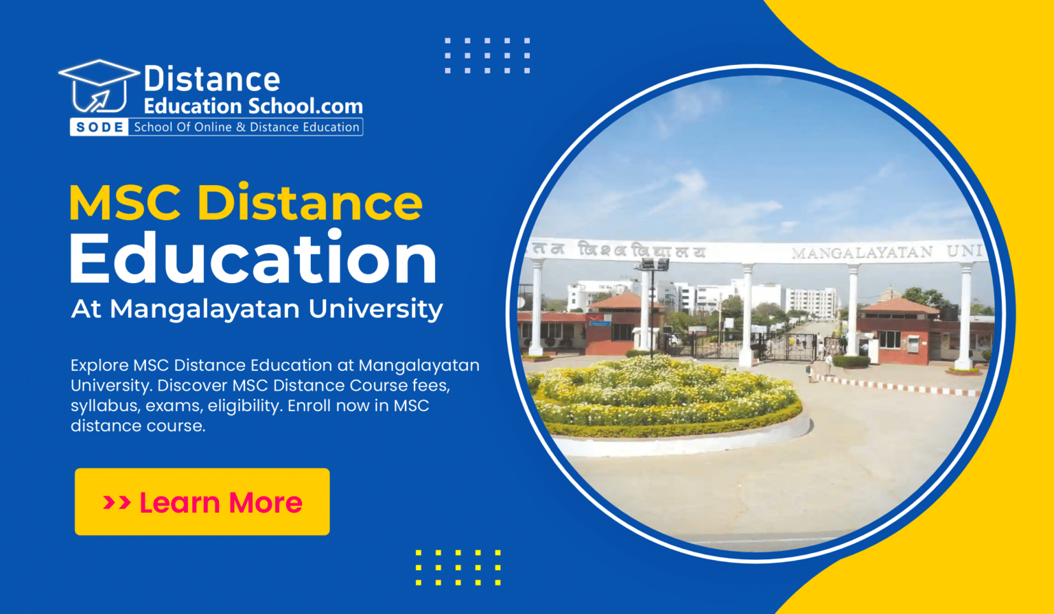 MSC Distance Education at Mangalayatan University